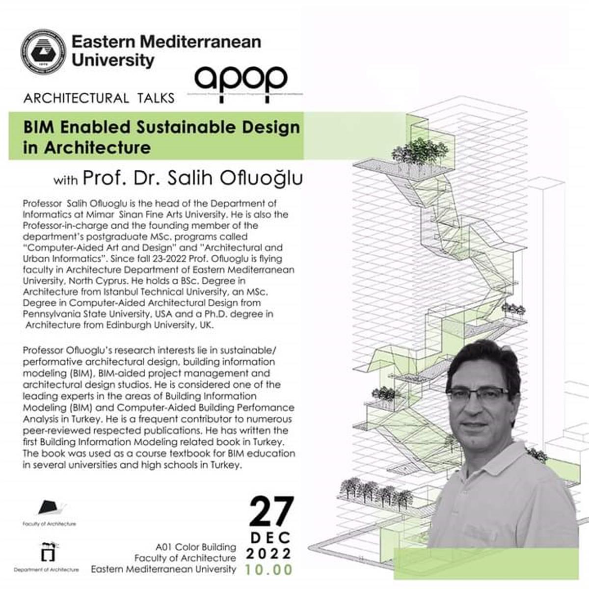 BIM Enabled Sustainable Design in Architecture | Announcements | Department of Architecture - EMU